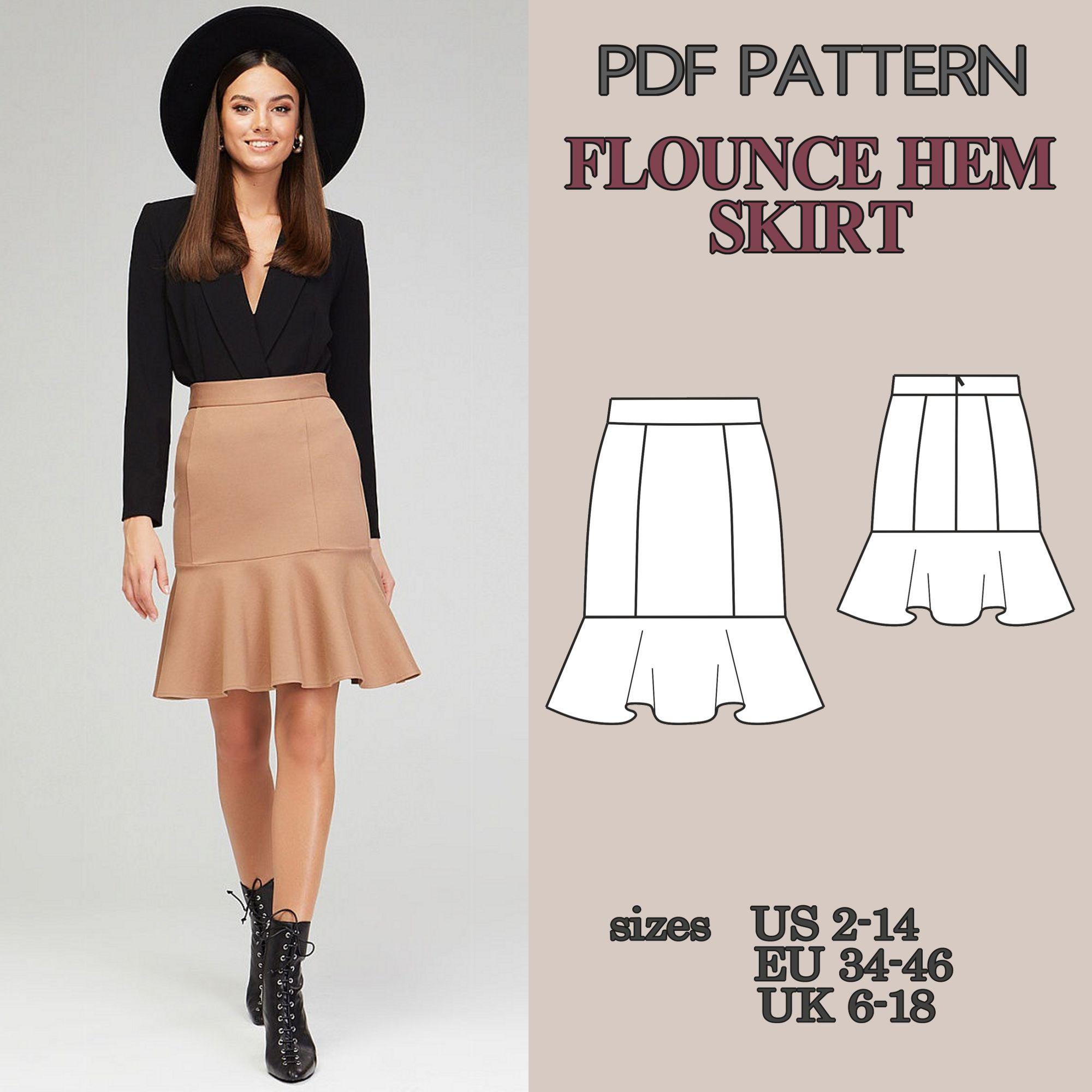 Flounce Hem Skirt Pattern, Sewing Pattern, Pattern Sewing, PDF Sewing ...