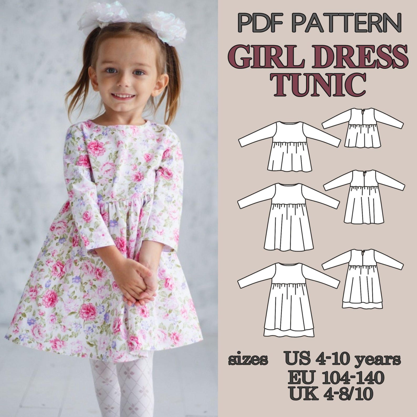 Toddler Dress Pattern, Girls Knit Dress Sewing Pattern, Tunic and Two ...