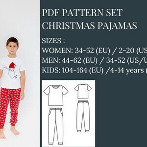 Christmas Pajamas Patterns Pajama Set Sewing Pattern Sleepwear Patterns ...