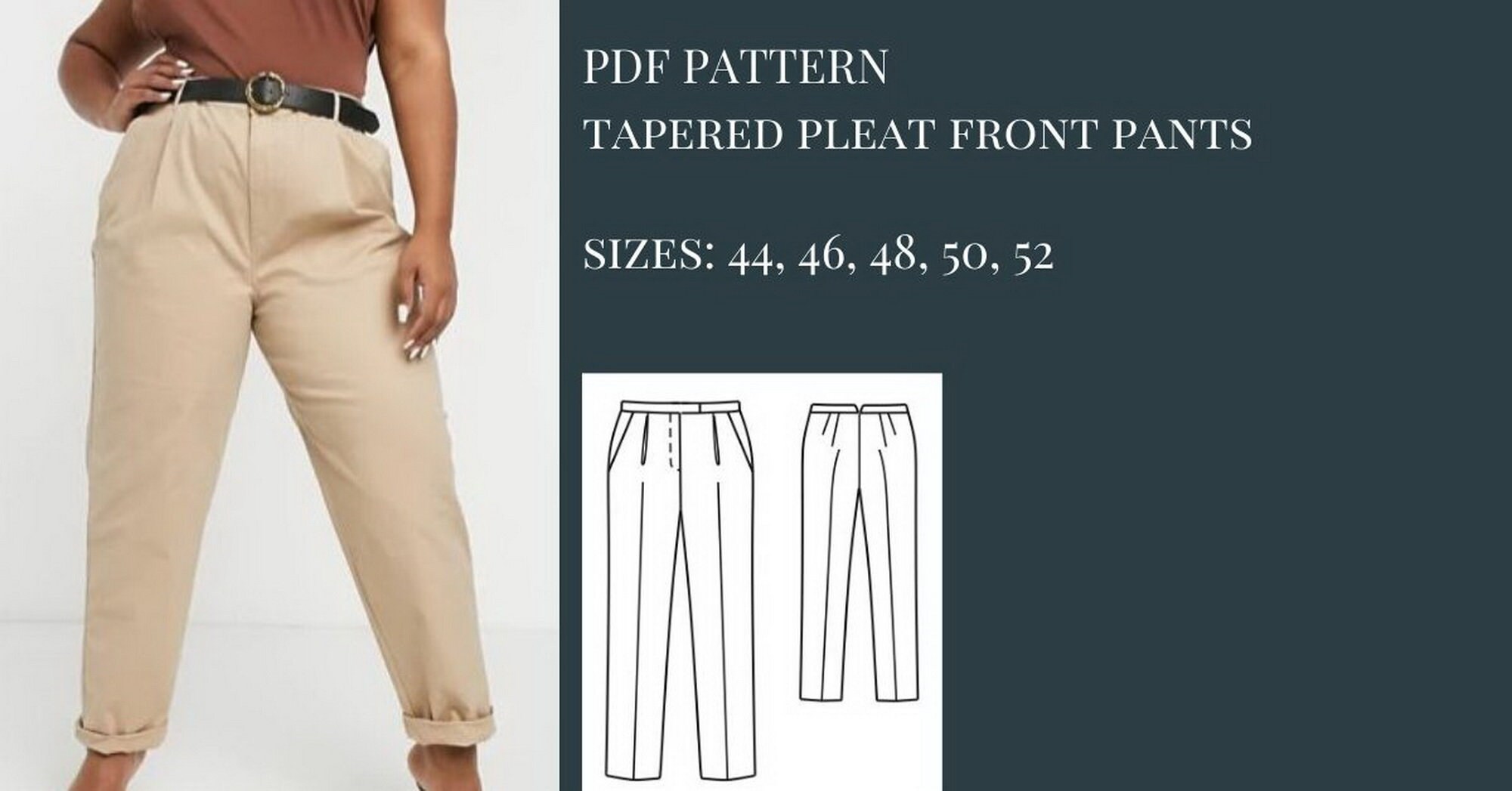 Tapered Pants Pattern Pants Pattern Trousers Patterns Plus - Etsy