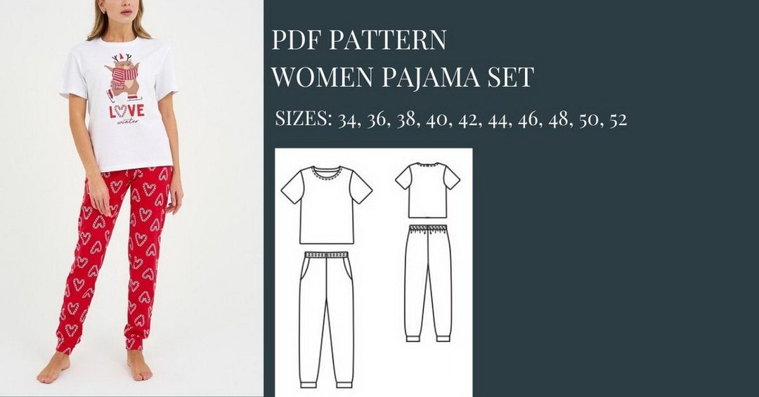PDF Pajamas Patterns Women's Pajama Pattern Sewing Pattern Loungewear ...