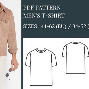 Men's T-shirt Sewing Pattern, Sewing Patterns, Pattern Sewing, PDF Men ...