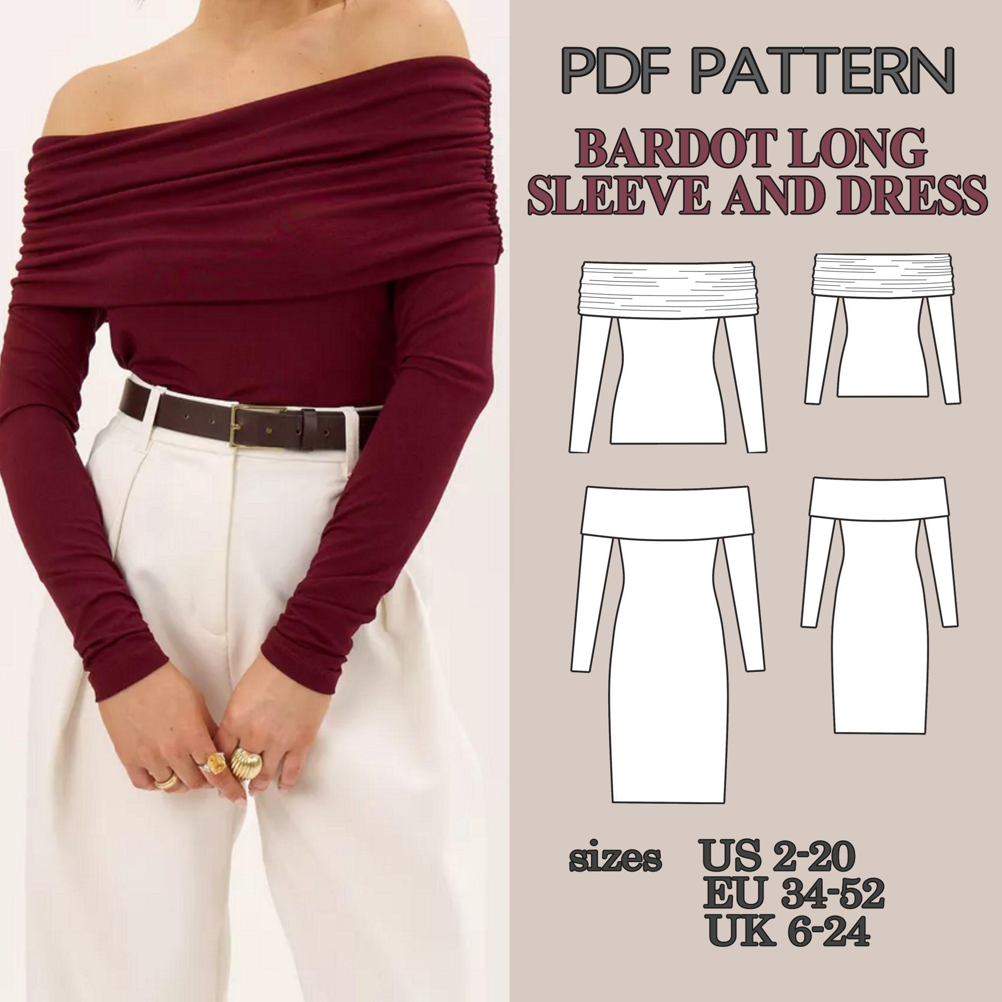 Fold Over off Shoulder Dress Sewing Pattern PDF Dresses Sewing Patterns ...