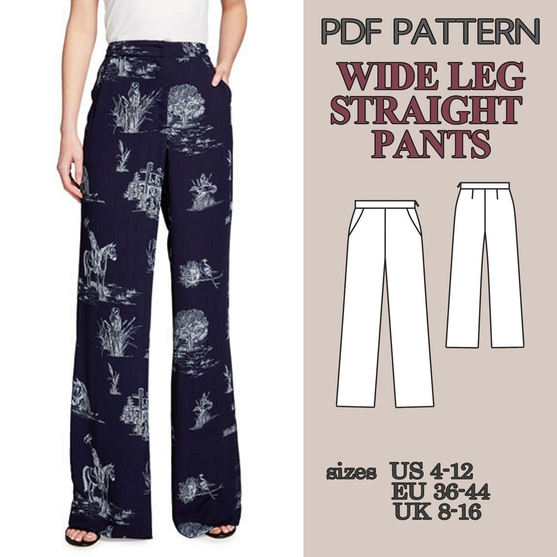 Wide Leg Pants Pattern, Pants Pattern, Trousers Patterns, Patterns ...