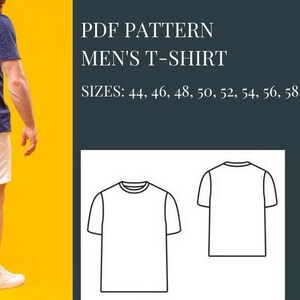 Men's T-shirt Sewing Pattern, Sewing Patterns, Pattern Sewing, PDF Men ...