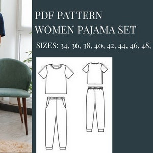PDF Pajamas Patterns Women's Pajama Pattern Sewing Pattern Loungewear ...