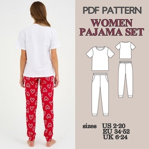 PDF Pajamas Patterns Women's Pajama Pattern Sewing Pattern Loungewear ...