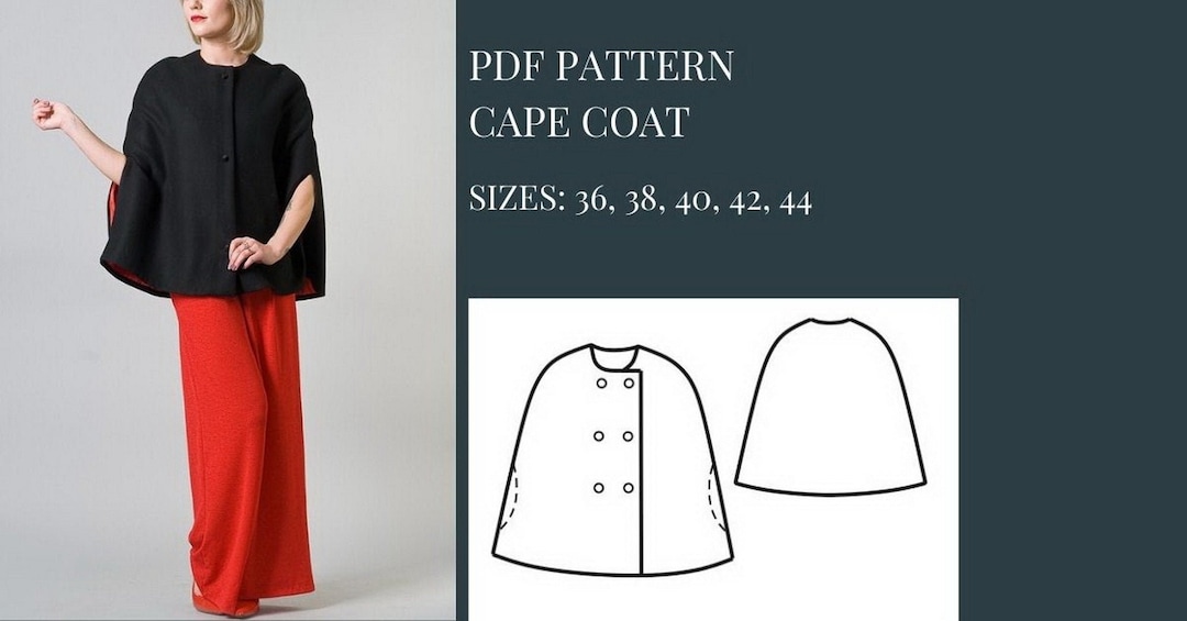 Vintage Sewing Pattern Womens, Cape Coat Pattern, Poncho Pattern, Cloak ...