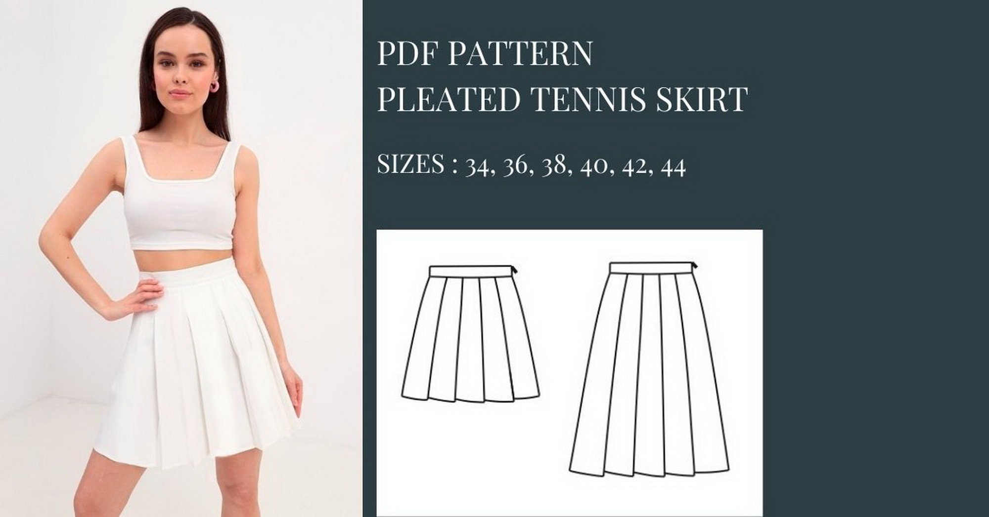Pleated Tennis Skirt Pattern Sewing Pattern Pattern Sewing - Etsy