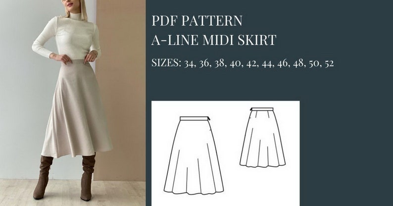 A-line Skirt Pattern Midi Skirt Pattern Clothes Pattern - Etsy