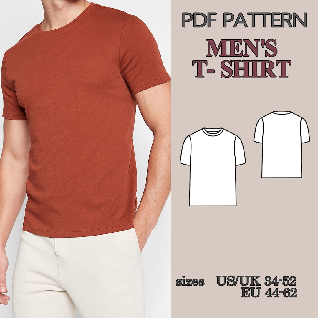 Men's T-shirt Sewing Pattern, Sewing Patterns, Pattern Sewing, PDF Men ...
