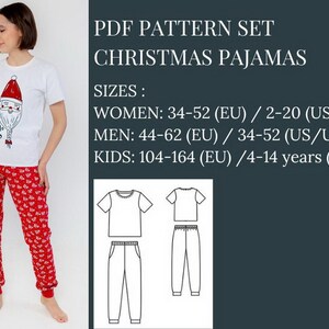 Christmas Pajamas Patterns Pajama Set Sewing Pattern Sleepwear Patterns ...