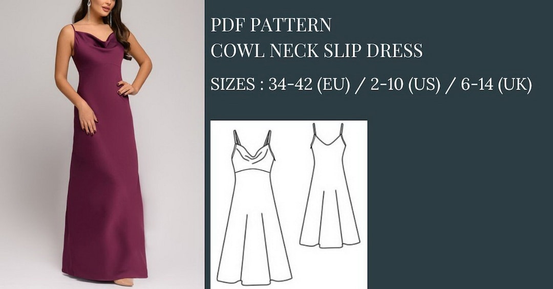 Cowl Neck Dress Pattern, Sewing Patterns, Pattern Sewing, Slip Dress ...