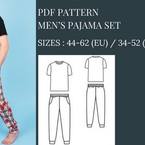 PDF Pajama Patterns Men's Pajama Set Sewing Pattern Loungewear Patterns Sleepwear Patterns Pj ...