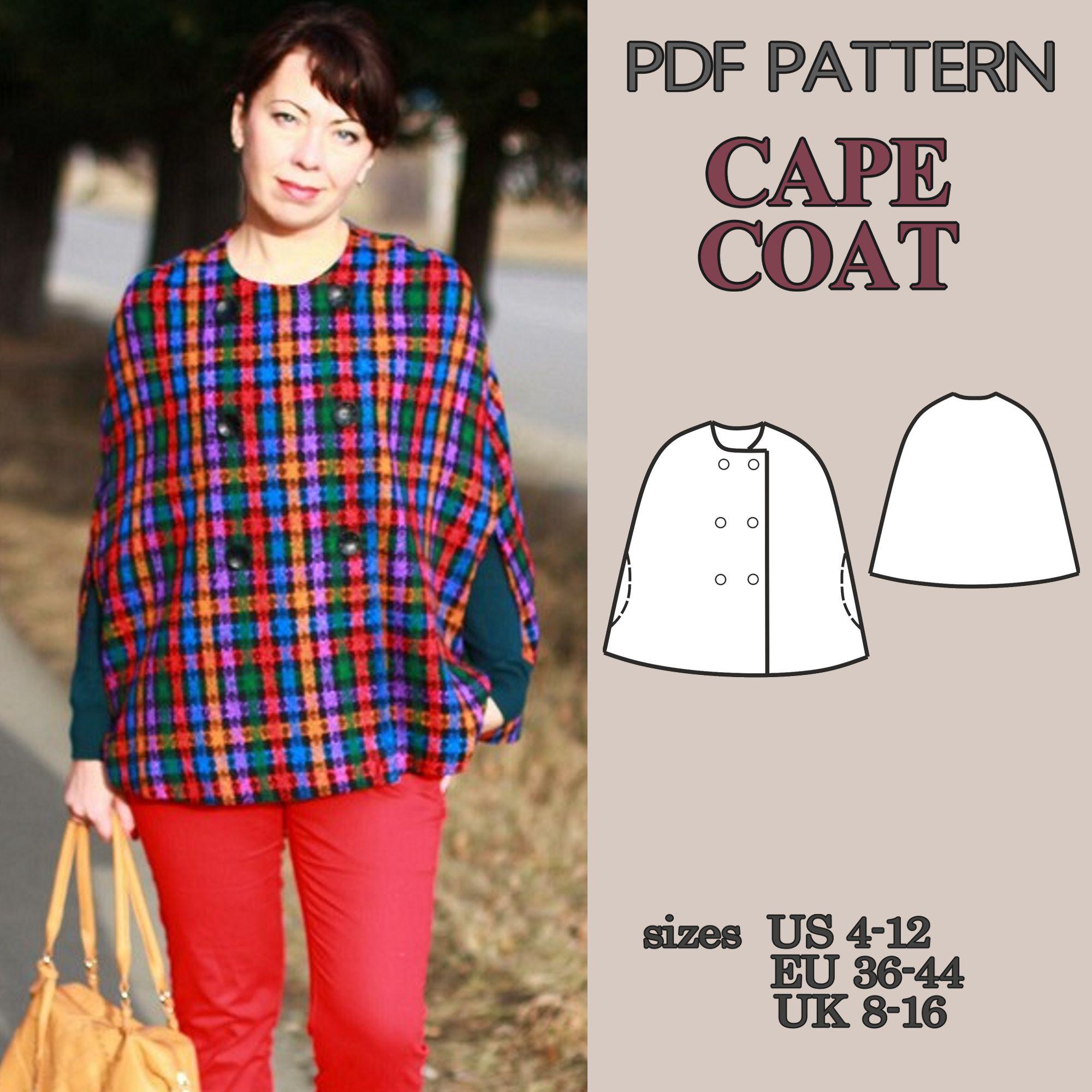 Vintage Sewing Pattern Womens, Cape Coat Pattern, Poncho Pattern, Cloak ...