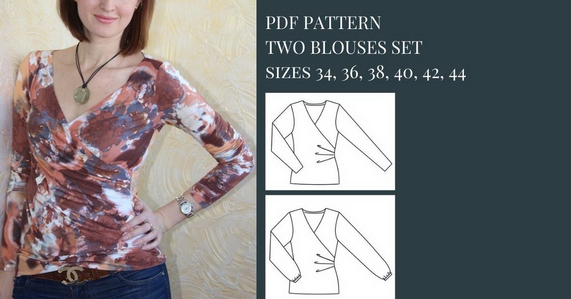 Wrap Blouse Pattern Blouse Sewing Pattern Sewing Pattern - Etsy