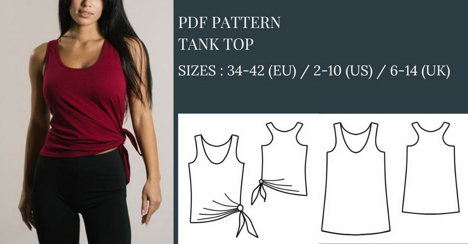 Tank Top Sewing Pattern, Sewing Pattern, Pattern Sewing, T-shirt Sewing ...