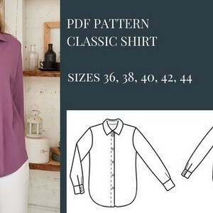 Shirt Pattern Classic Shirts Patterns Sewing Patterns | Etsy