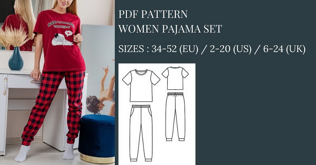 PDF Pajamas Patterns Women's Pajama Pattern Sewing Pattern Loungewear ...