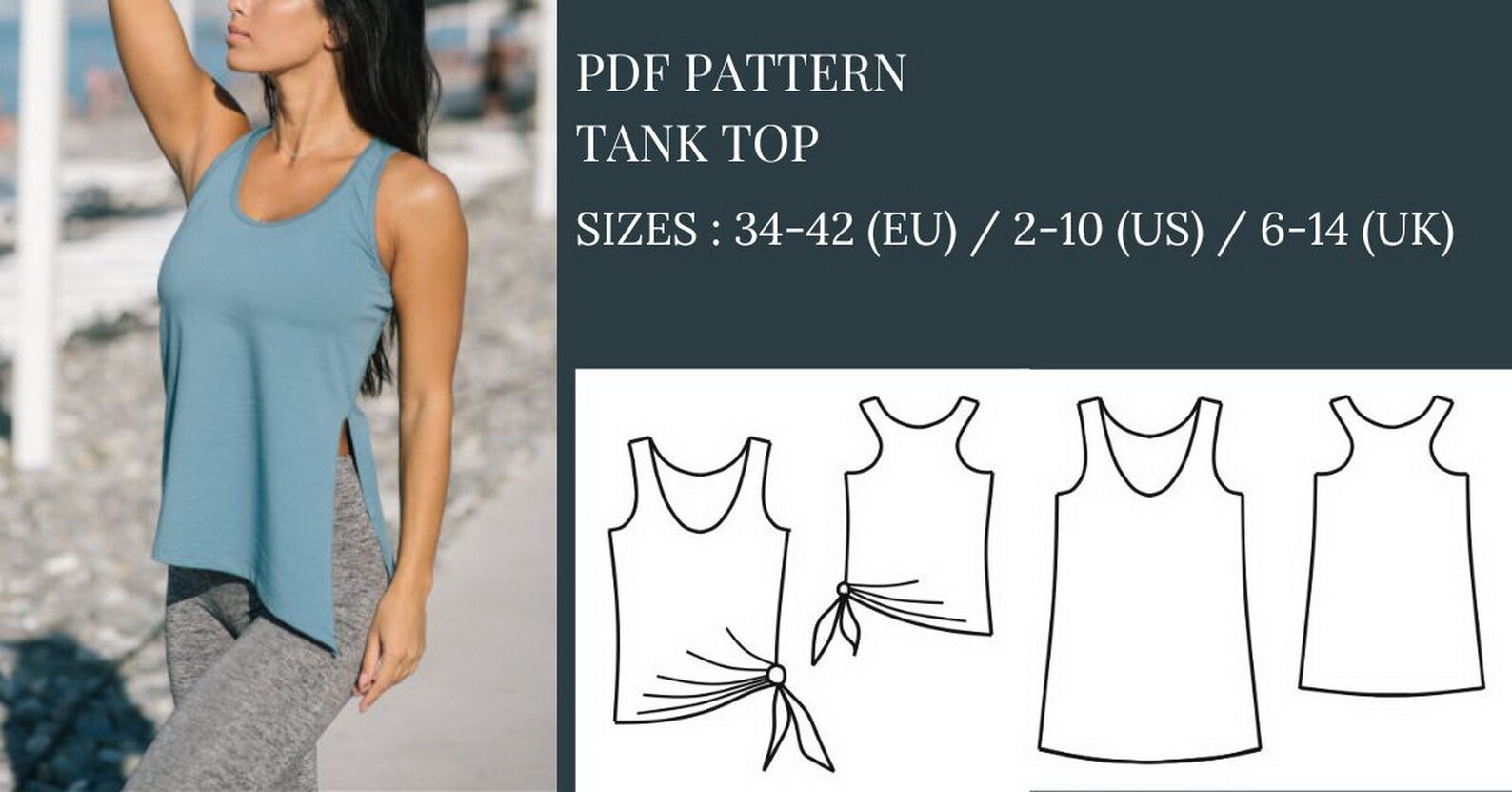 Tank Top Sewing Pattern, Sewing Pattern, Pattern Sewing, T-shirt Sewing ...