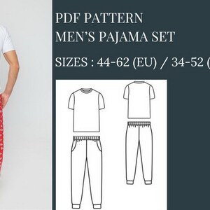 PDF Pajama Patterns Men's Pajama Set Sewing Pattern Loungewear Patterns ...