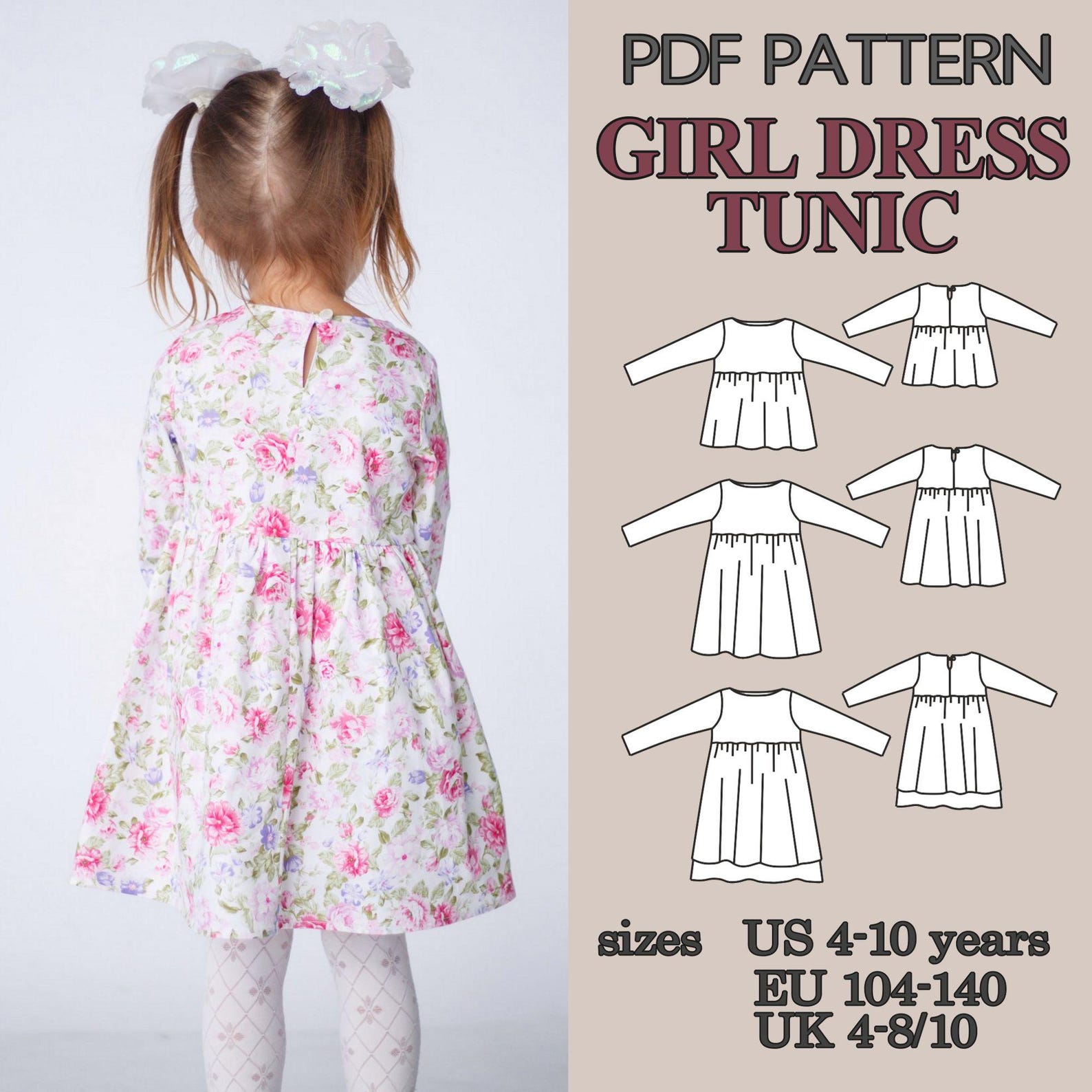 Toddler Dress Pattern, Girls Knit Dress Sewing Pattern, Tunic and Two ...
