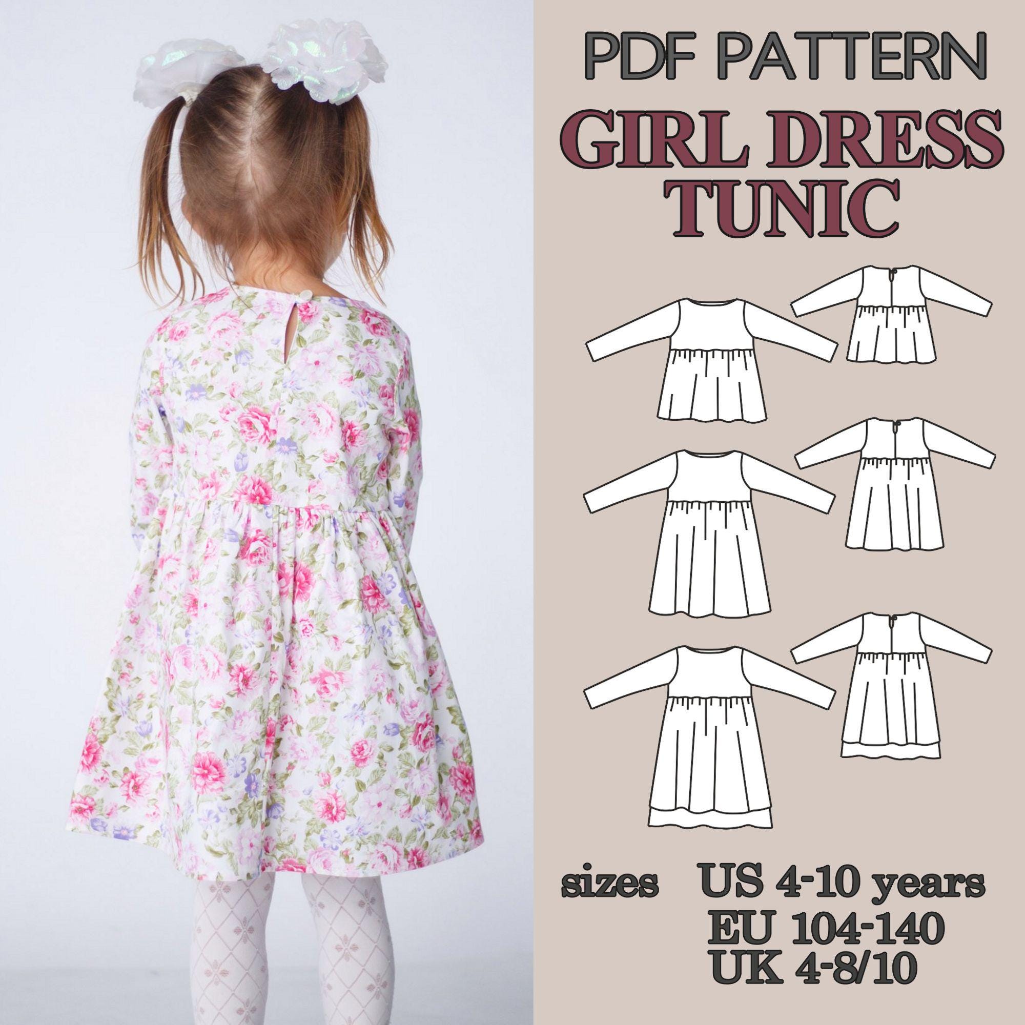 Toddler Dress Pattern, Girls Knit Dress Sewing Pattern, Tunic and Two ...