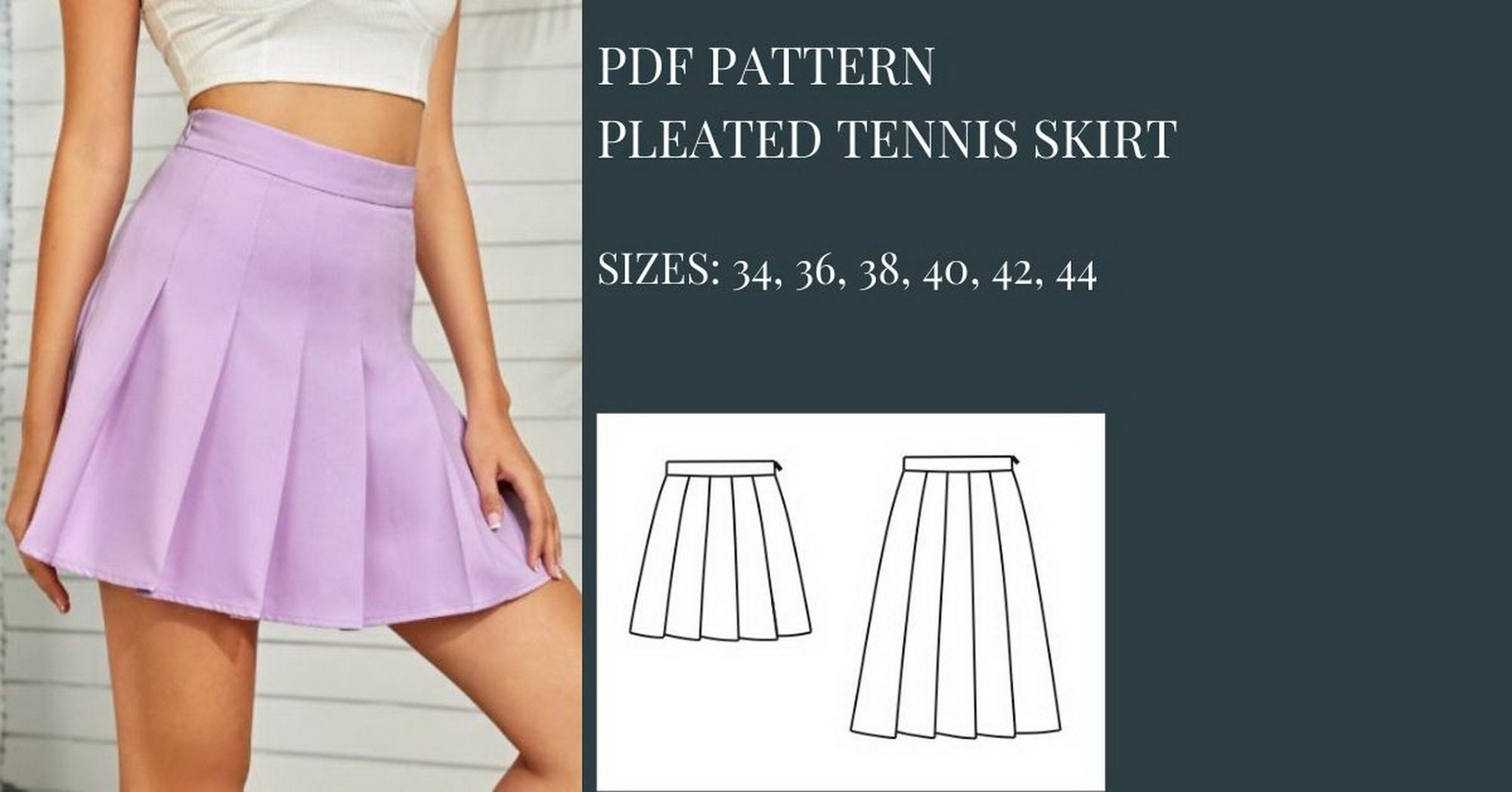 Pleated Tennis Skirt Pattern Sewing Pattern Pattern Sewing - Etsy