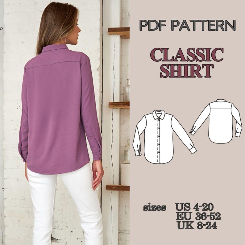 Shirt Pattern, Classic Shirts Patterns, Sewing Patterns, Pattern Sewing ...