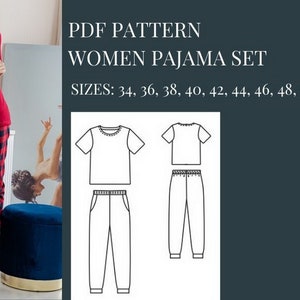PDF Pajamas Patterns Women's Pajama Pattern Sewing Pattern Loungewear ...