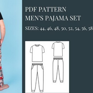PDF Pajama Patterns Men's Pajama Set Sewing Pattern Loungewear Patterns Sleepwear Patterns Pj ...