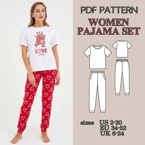 PDF Pajamas Patterns Women's Pajama Pattern Sewing Pattern Loungewear ...