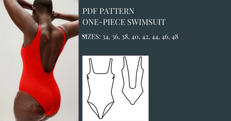 Swimsuit Pattern One-piece Swimsuit Pattern the Square-neck - Etsy