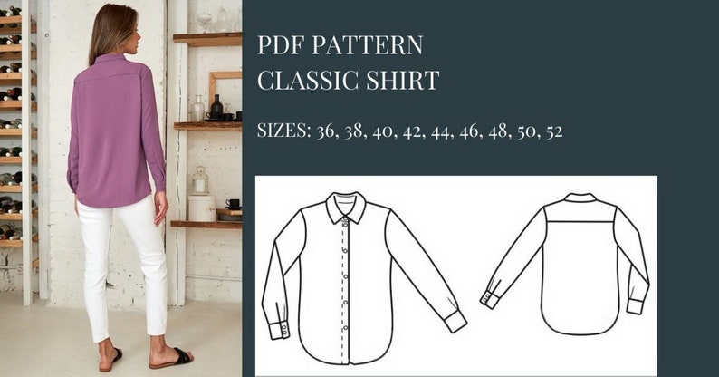 Shirt Pattern Classic Shirts Patterns Sewing Patterns - Etsy