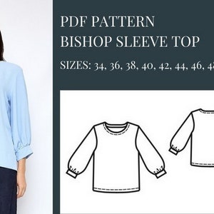 Bishop Sleeve Top Pattern Blouse Pattern Sewing Patterns - Etsy