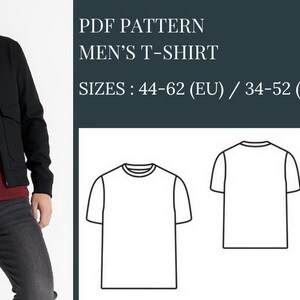 Men's T-shirt Sewing Pattern, Sewing Patterns, Pattern Sewing, PDF Men ...