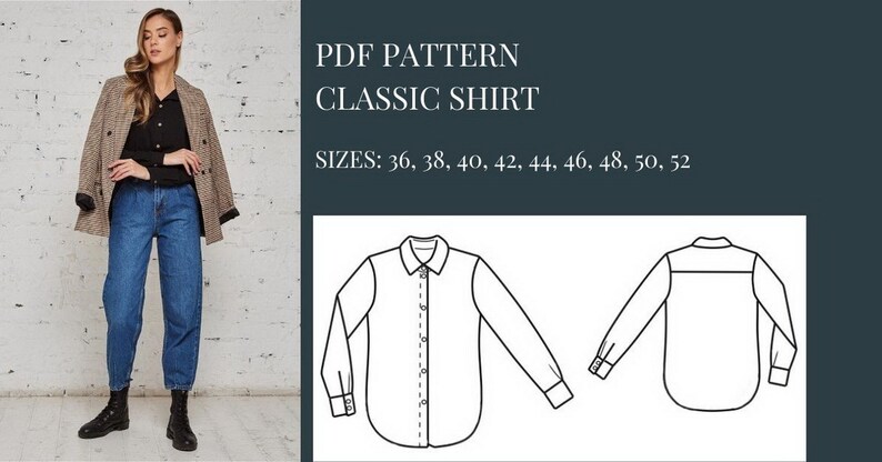 Shirt Pattern Classic Shirts Patterns Sewing Patterns - Etsy
