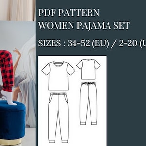 PDF Pajamas Patterns Women's Pajama Pattern Sewing Pattern Loungewear ...