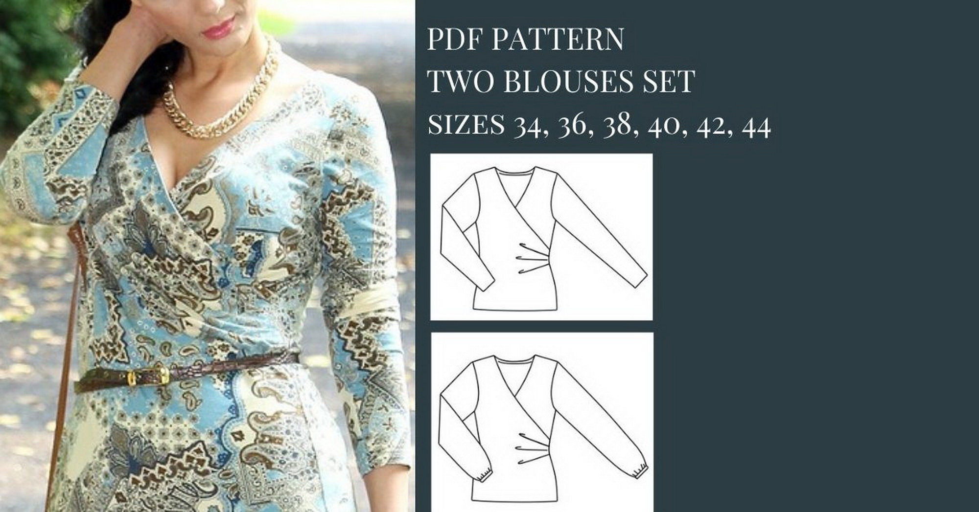 Wrap Blouse Pattern Blouse Sewing Pattern Sewing Pattern - Etsy