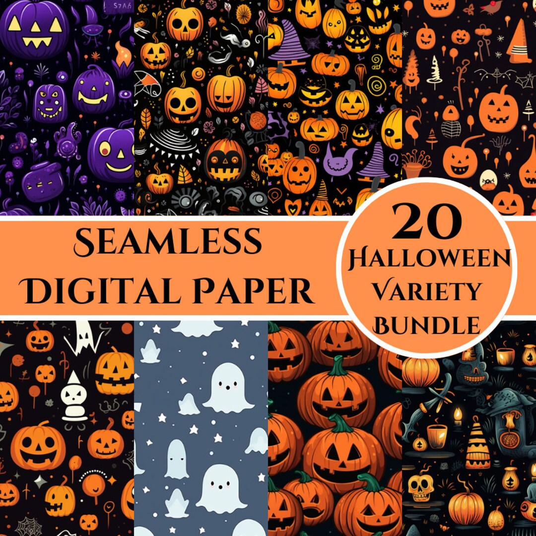 20 Cute Halloween Themed Digital Papers, Seamless, Commercial, Instant ...