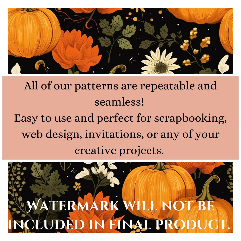 100 Autumn Floral Themed Digital Papers, Seamless, Commercial, Instant ...