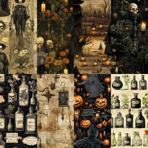 Vintage Halloween Digital Papers, Seamless, Commercial, Halloween ...