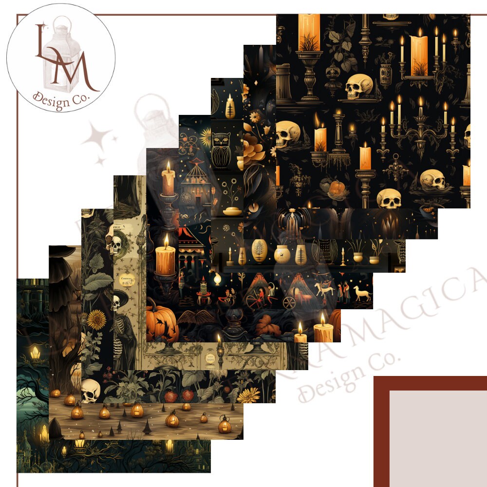 Vintage Halloween Digital Papers, Seamless, Commercial, Halloween ...