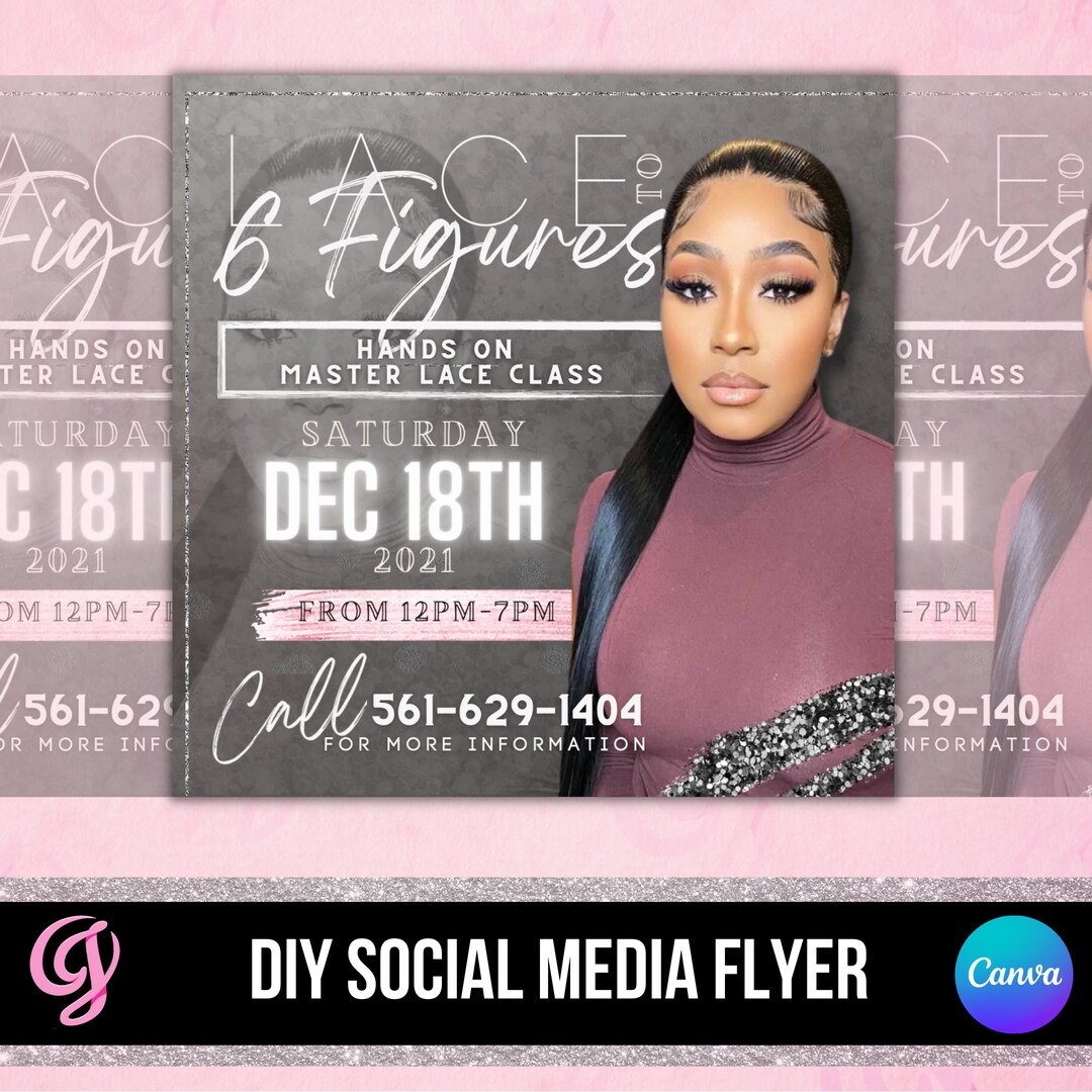 Wig Class Flyer Template Wig Course Flyer Lace Wig Class Wig ...