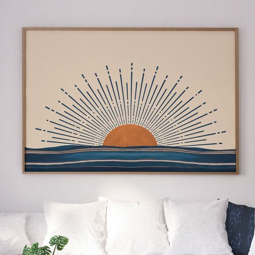 Sunburst Print Boho Sun Printable Wall Art Abstract Sun Rays | Etsy