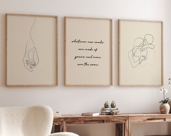 Abstract Couple Line Art Romantic Poster Couple One Line Art Body ...