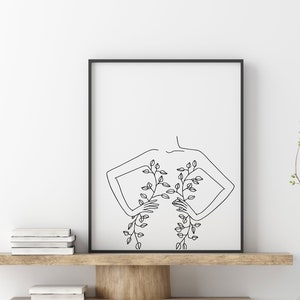 Woman Line Art, Chic Boho Wall Art, Minimalist Line Art Poster, Single ...