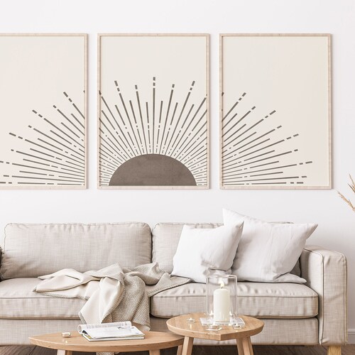 Retro Sunset Print Terracotta Sun Poster Set of 3 Prints - Etsy