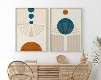 Rust and Blue Wall Art | Etsy