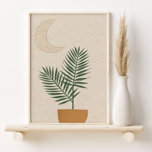 MOON ART ABSTRACT Printable Wall Art Botanical Moon Moon - Etsy